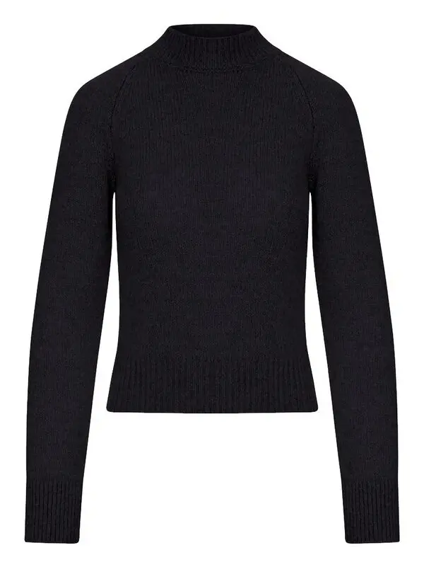 Dries Van Noten Cropped High Neck Sweater - Black