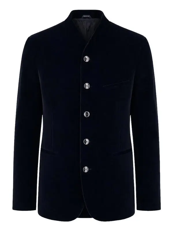 Giorgio Armani Smooth Viscose And Cupro Velvet Blazer - Black