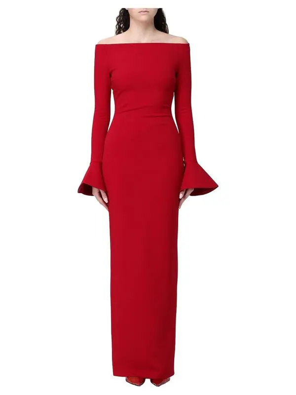 Solace London Long Criªpe Dress - Red