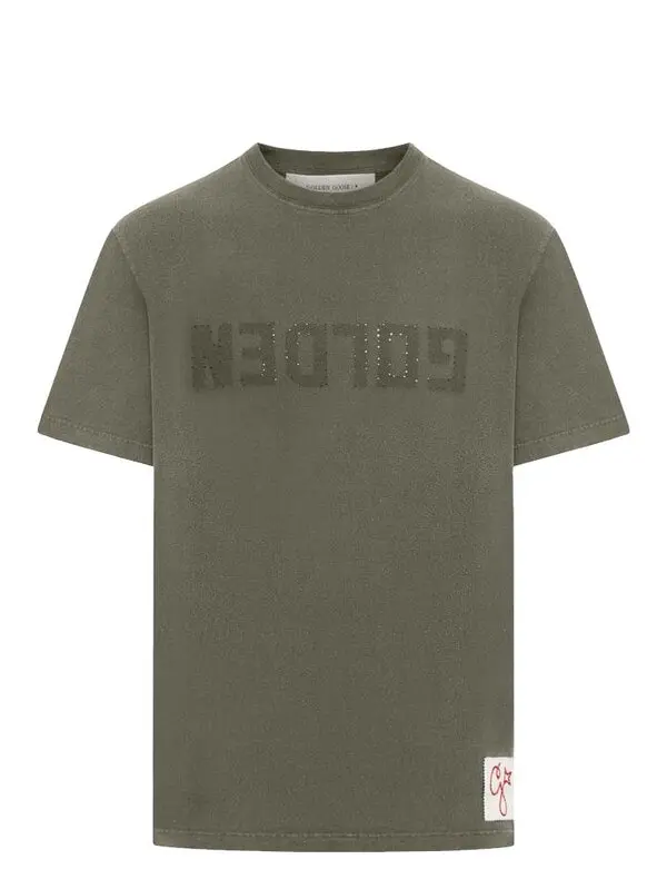 GOLDEN GOOSE Short Sleeve T-shirt With Logo Print - Multicolor