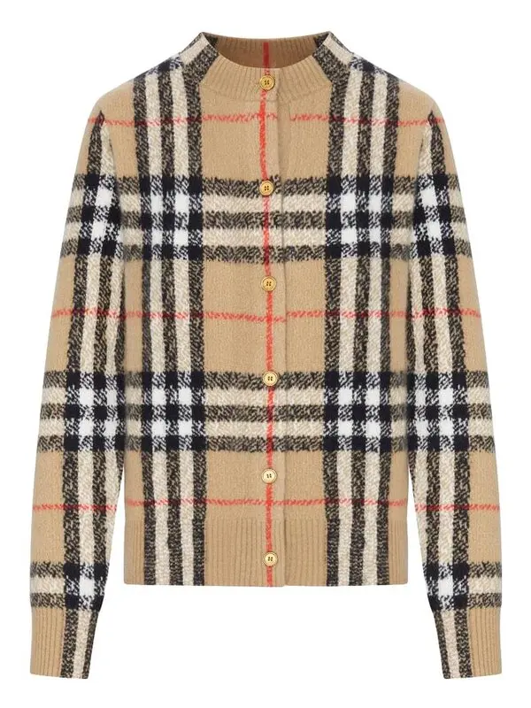 Burberry Check Knit Cardigan With Buttons - Multicolor