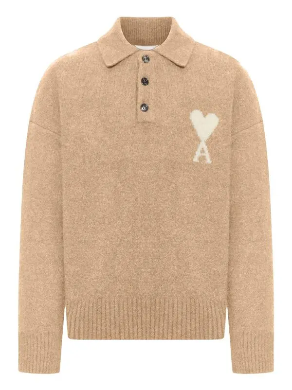 AMI Paris Polo De Coeur - Cream
