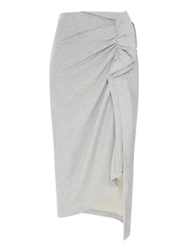 Dries Van Noten Jersey Midi Skirt With Side Draping - Multicolor