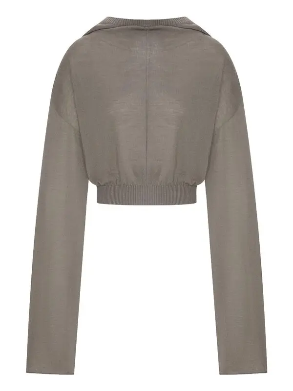 Rick Owens Cropped Knit Sweater With Hood - Multicolor