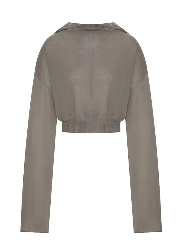 Rick Owens Cropped Knit Sweater With Hood - Multicolor