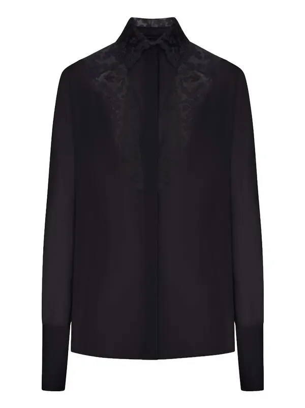 Fendi Georgette Shirt With Lace Inserts - Black