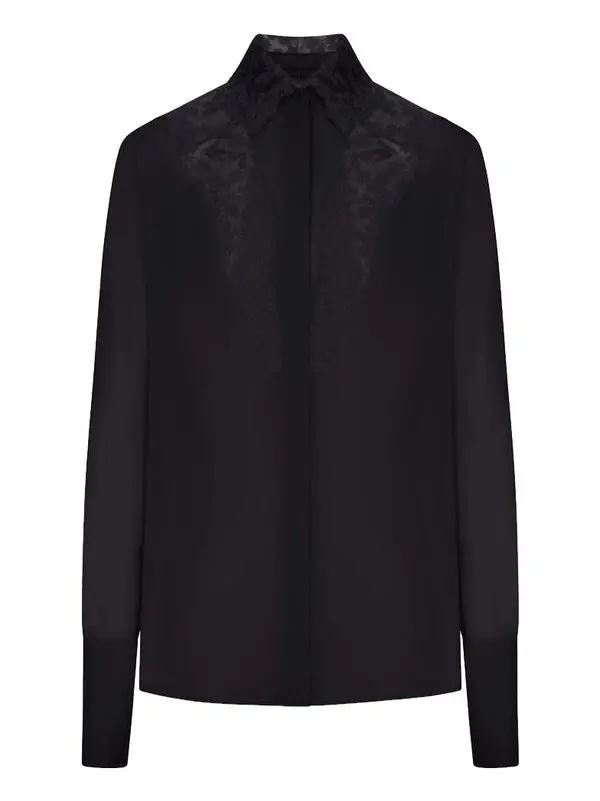 Fendi Georgette Shirt With Lace Inserts - Black