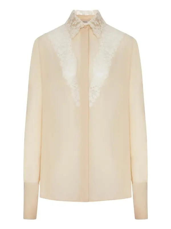 Fendi Georgette Shirt With Lace Inserts - Multicolor