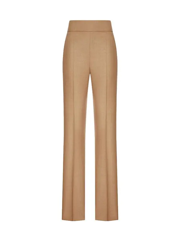 Valentino Garavani Tailored Fabric Trousers With Central Pleat - Brown
