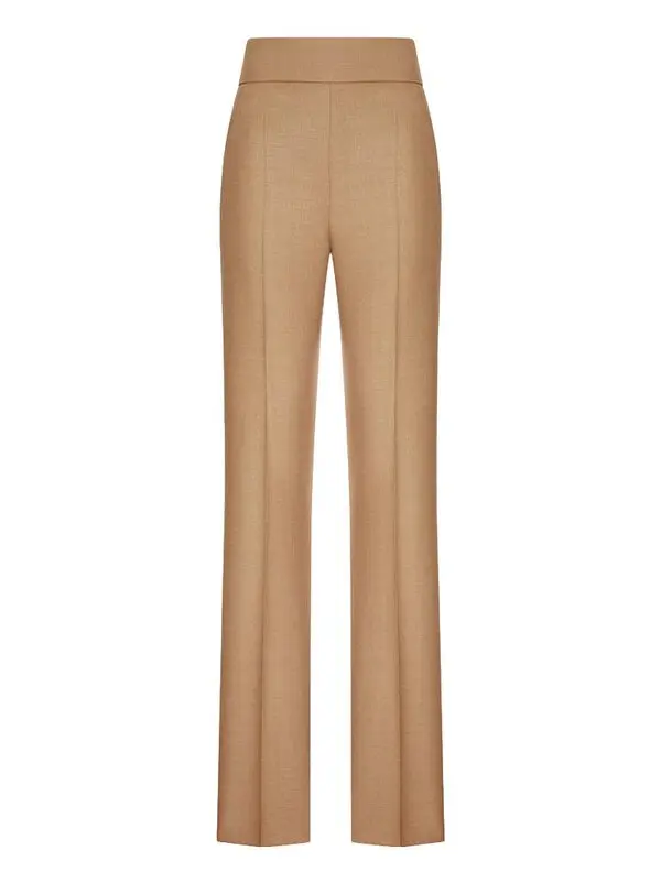 Valentino Garavani Tailored Fabric Trousers With Central Pleat - Brown