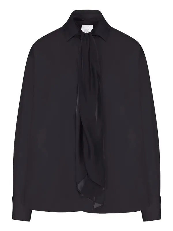 Sacai Cotton Shirt With Scarf - Black