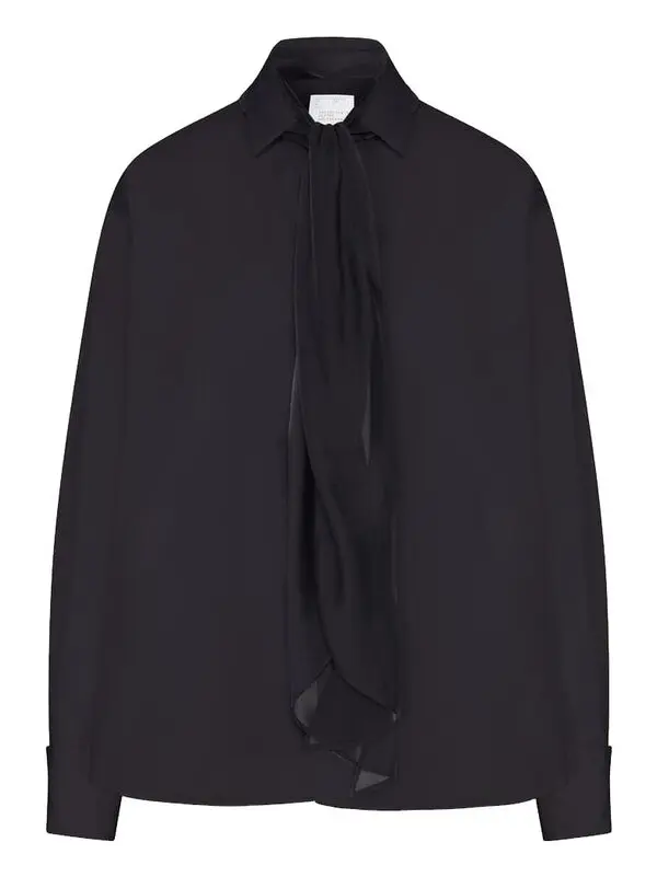 Sacai Cotton Shirt With Scarf - Black