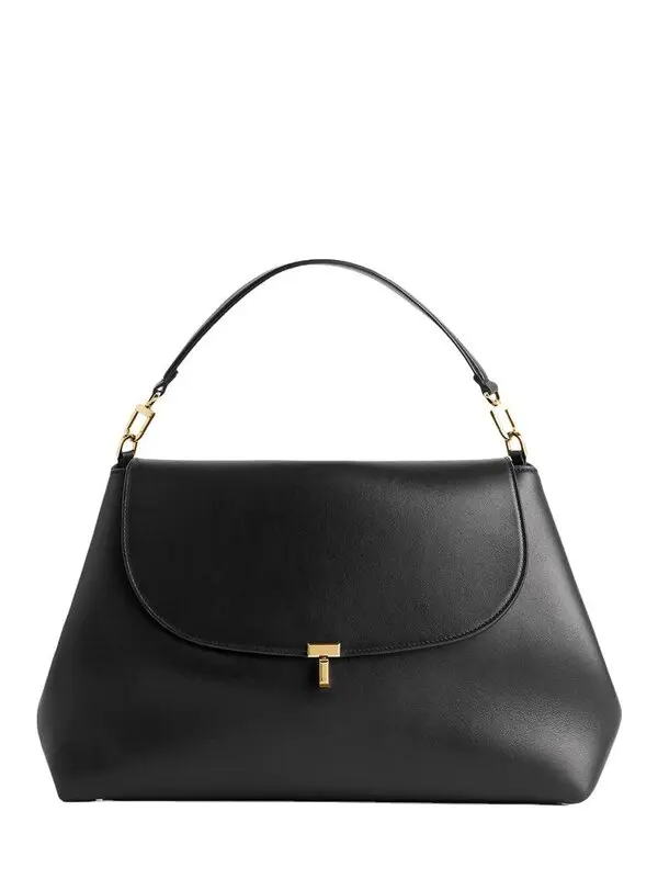 TOTEME T-lock Leather Shoulder Bag - Black