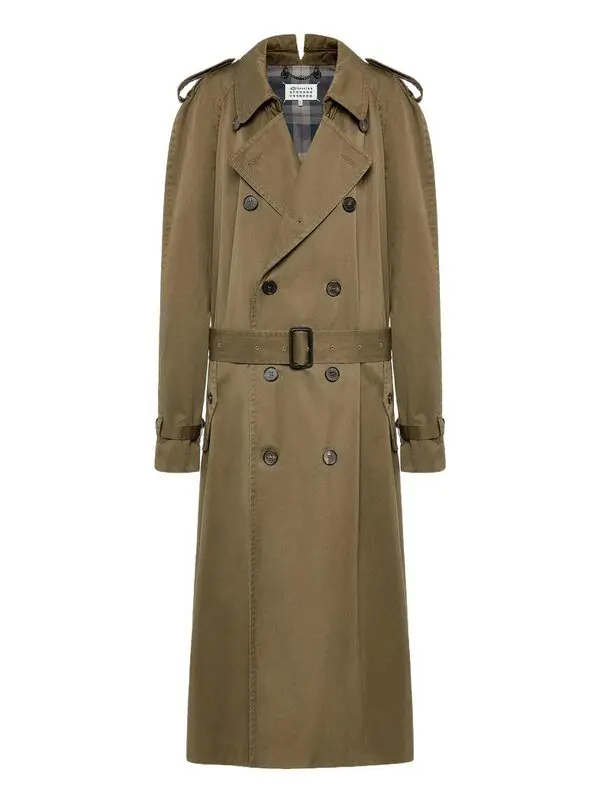 MAISON MARGIELA Long Cotton Trench Coat - Green