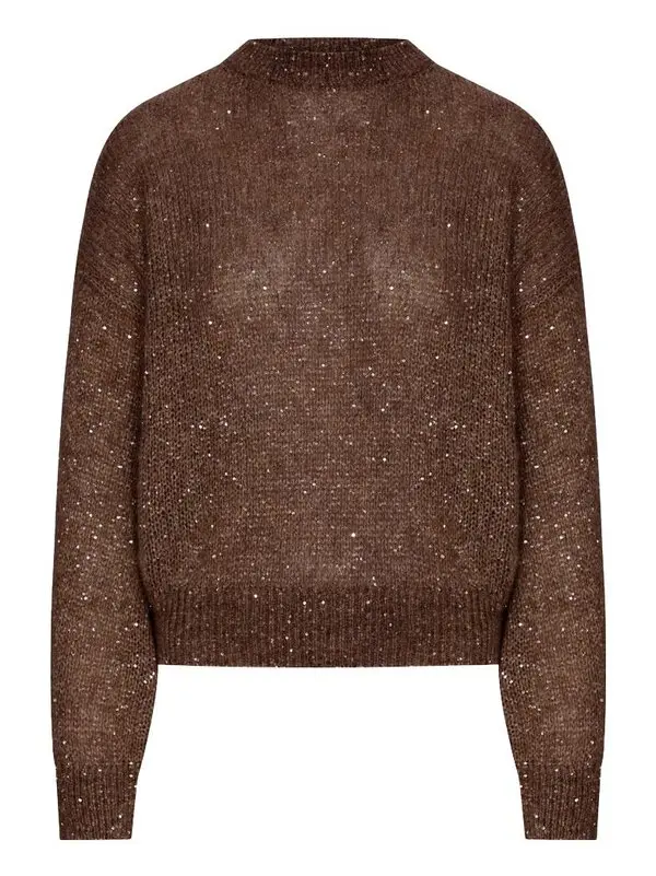 Brunello Cucinelli Lurex Yarn Sweater With Sequins - Brown