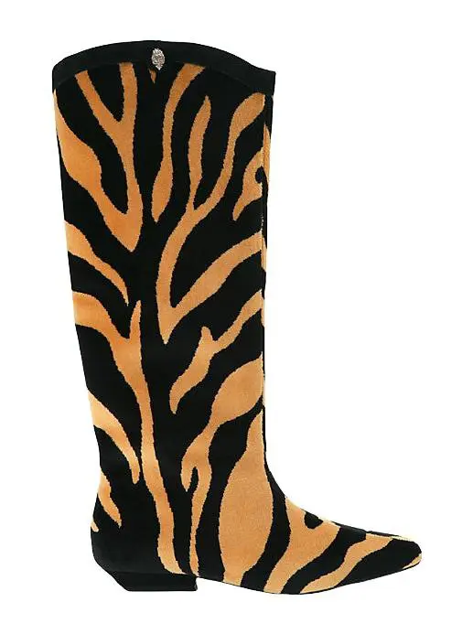 Kurt Geiger Westbury Leopard-print Velvet Knee-high Boots - Other