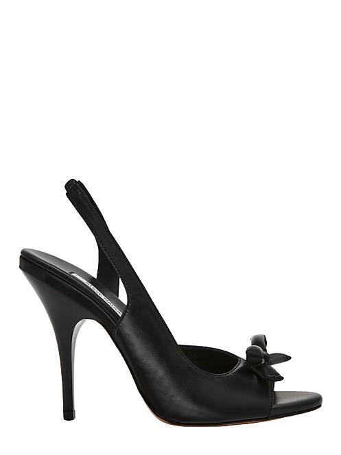 Steve Madden Flounce Satin Heeled Sandals - Black