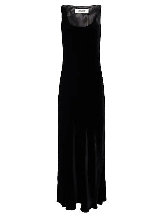 ROHE FRAMES Róhe Frames Scoop Neck Silk-velvet Maxi Dress - Black