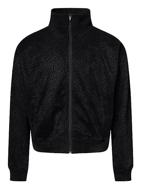 BASKETCASE Panther Print Woven Track Jacket - Black