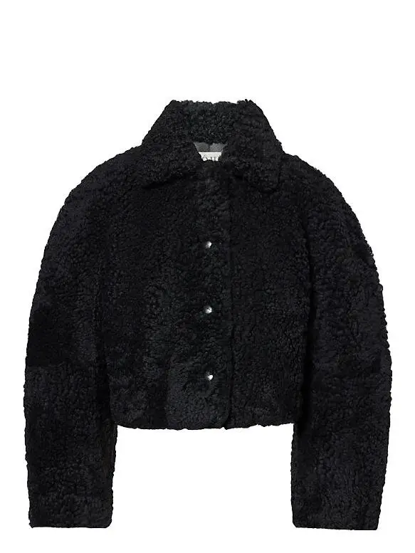 ROHE FRAMES Collared Cropped Shearling Jacket - Black