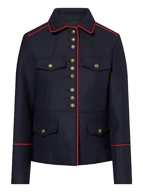ME+EM Piped-trim Wool-blend Utility Jacket - Navy