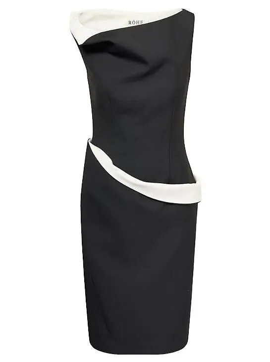 ROHE FRAMES Twisted Off-shoulder Wool-blend Midi Dress - Black