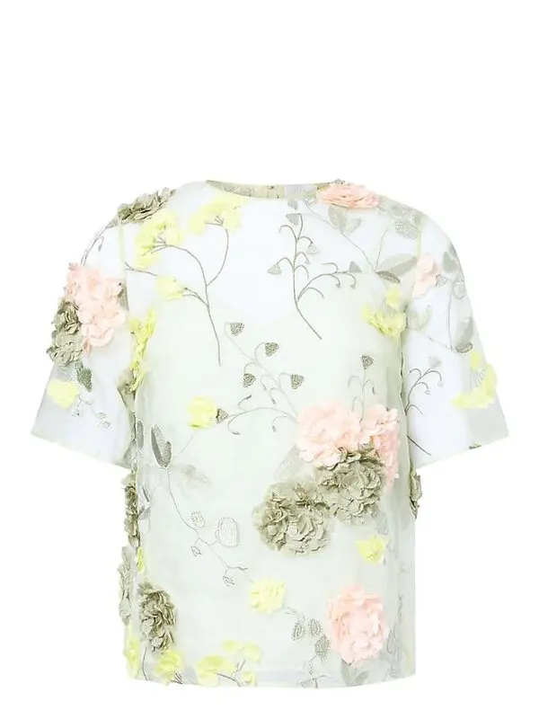 Huishan Zhang Asia Floral-appliqué Silk Top - Multi Flower