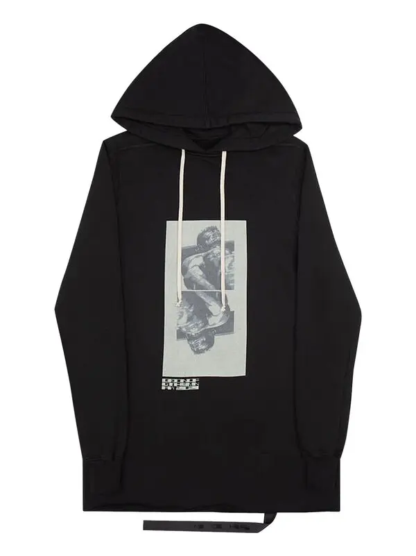 Rick Owens Pullover Hoodie With Patches /oyster - Black