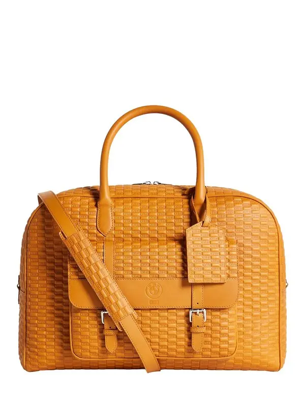 Kith For Bmw Leather Overnight Bag 'camel - Orange