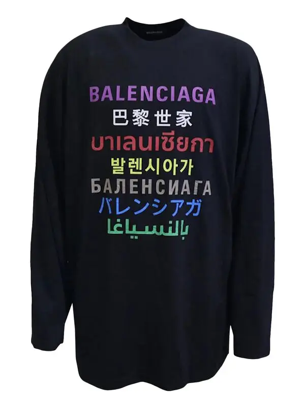 Balenciaga Languages Long-sleeve T-shirt /multicolor - Black