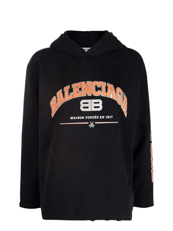 Balenciaga Maison Cropped Hoodie /orange/white - Black