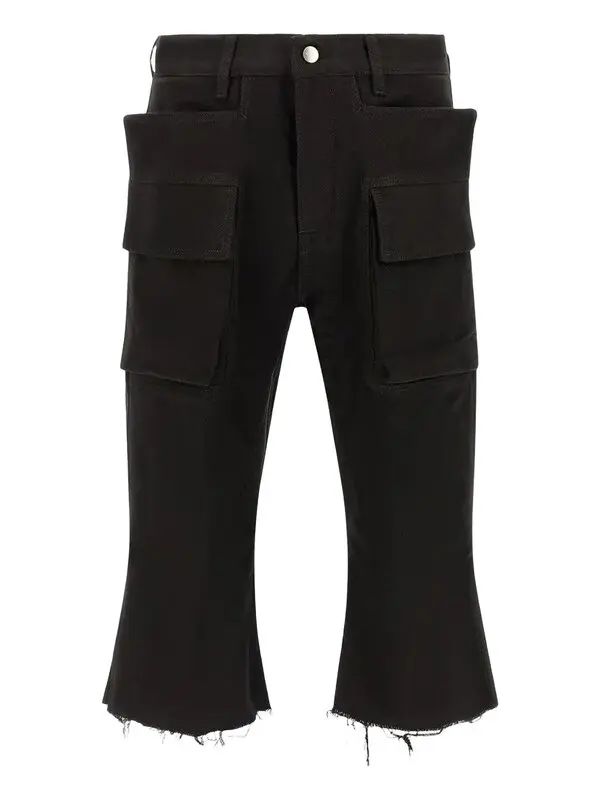 Rick Owens Denim Cargo Bolan Cutoff Pants - Black