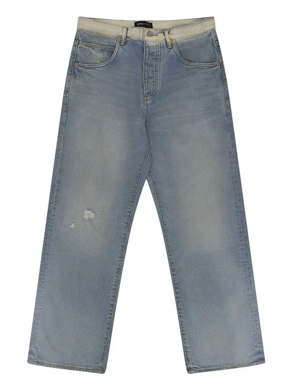 PURPLE BRAND P018 Basalt Distressed 'light Indigo - Blue