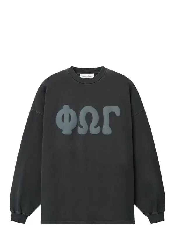 Fear Of God Heavy Jersey Merch Long Sleeve Tee 'washed Iron Grey - Black