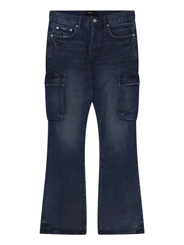PURPLE BRAND Cargo Vintage Coated Flare Jeans 'dark Indigo - Blue