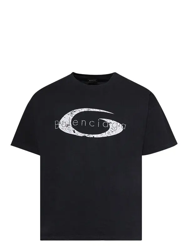Balenciaga Logo Printed Short-sleeve T-shirt 'faded Washed /white - Black