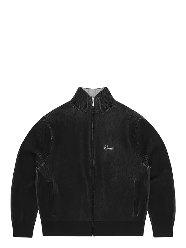 CORTEIZ 2 Tone Ribbed Knit Zip Up - Black