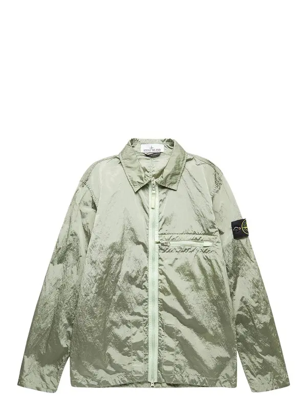 Stone Island Compass Patch Zip Up Jacket - Green