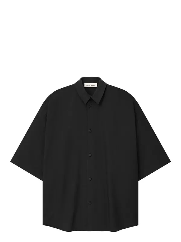 Fear Of God Silk Blend 3/4 Sleeve Button Up Shirt 'vintage - Black