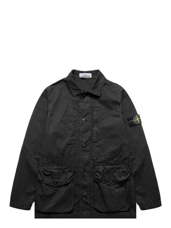 Stone Island Logo Patch Button Fastening Jacket - Black