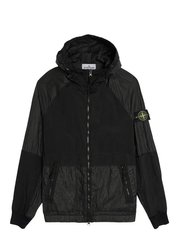 Stone Island Slim Fit Panelled Hooded Jacket - Black