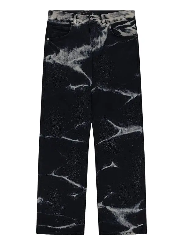 PURPLE BRAND Marble Coated Baggy Fit Jeans - Black