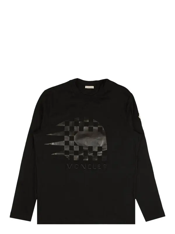 Moncler Check Logo Long-sleeve T-shirt - Black