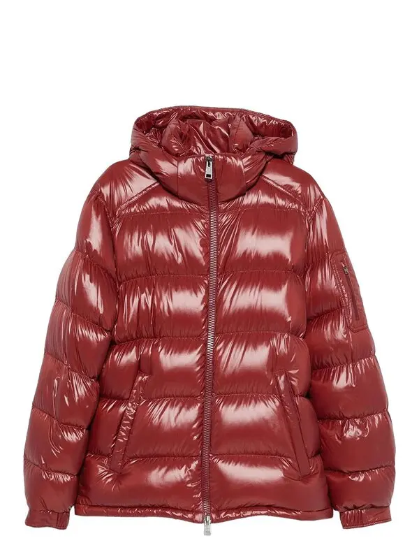 Herno Glossy Effect Padded Hooded Jacket - Red