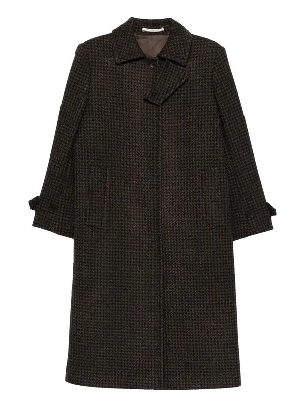 Tagliatore Bethany Wool Coat Houndstooth Pattern - Brown