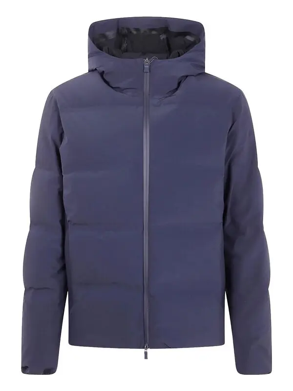 Herno Short Down Jacket New Impact With Hood - Blue
