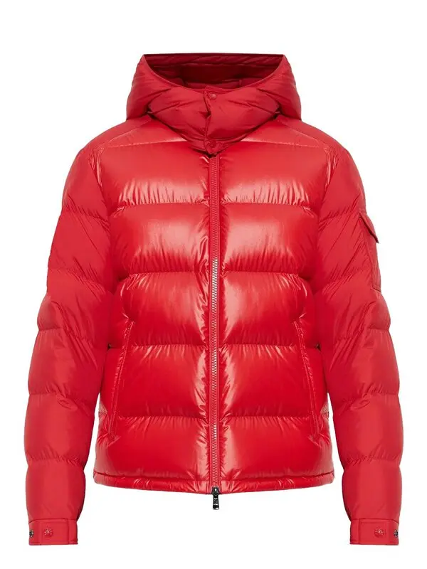 Moncler Short Down Jacket Maya With Hood - Red