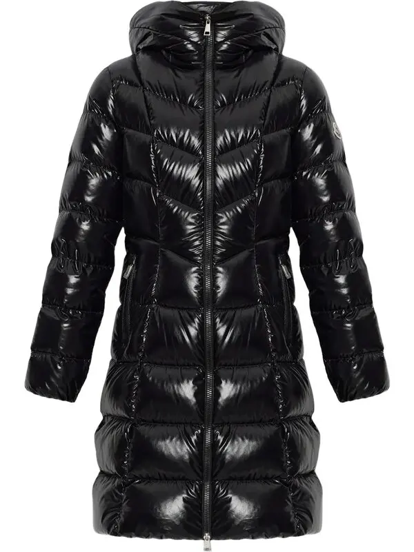 Moncler Midi Down Jacket Marusse With Hood - Black