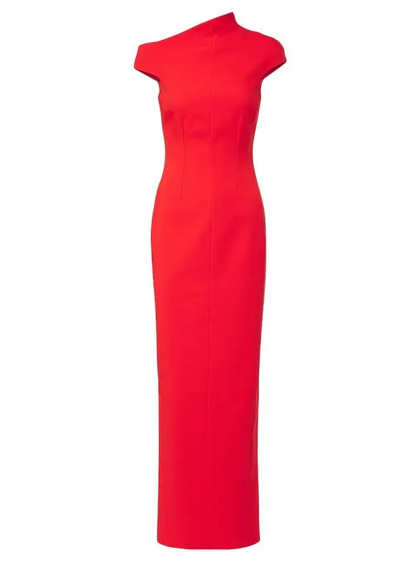 Solace London Arion Asymmetric Crêpe Cocktail Dress - Red