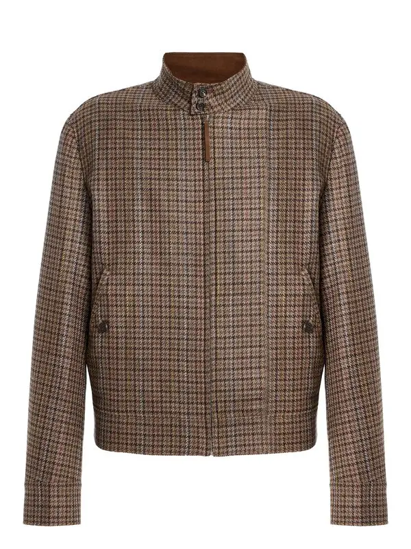 Gabriela Hearst Graham Jacket In Wool Silk Houndstooth - Camel Multi